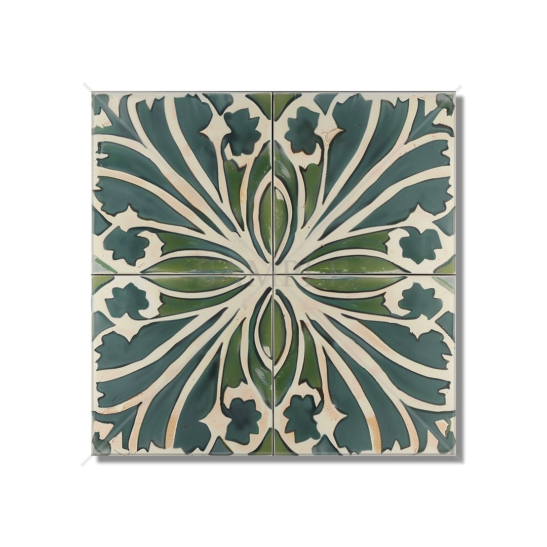 Green Beige Ceramic Tile - Vintage Moroccan Tile Design - Kitchen ...