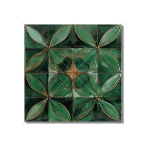 Dark Green Patterned Ceramic Tile - Green Kitchen Backsplash Tile ...