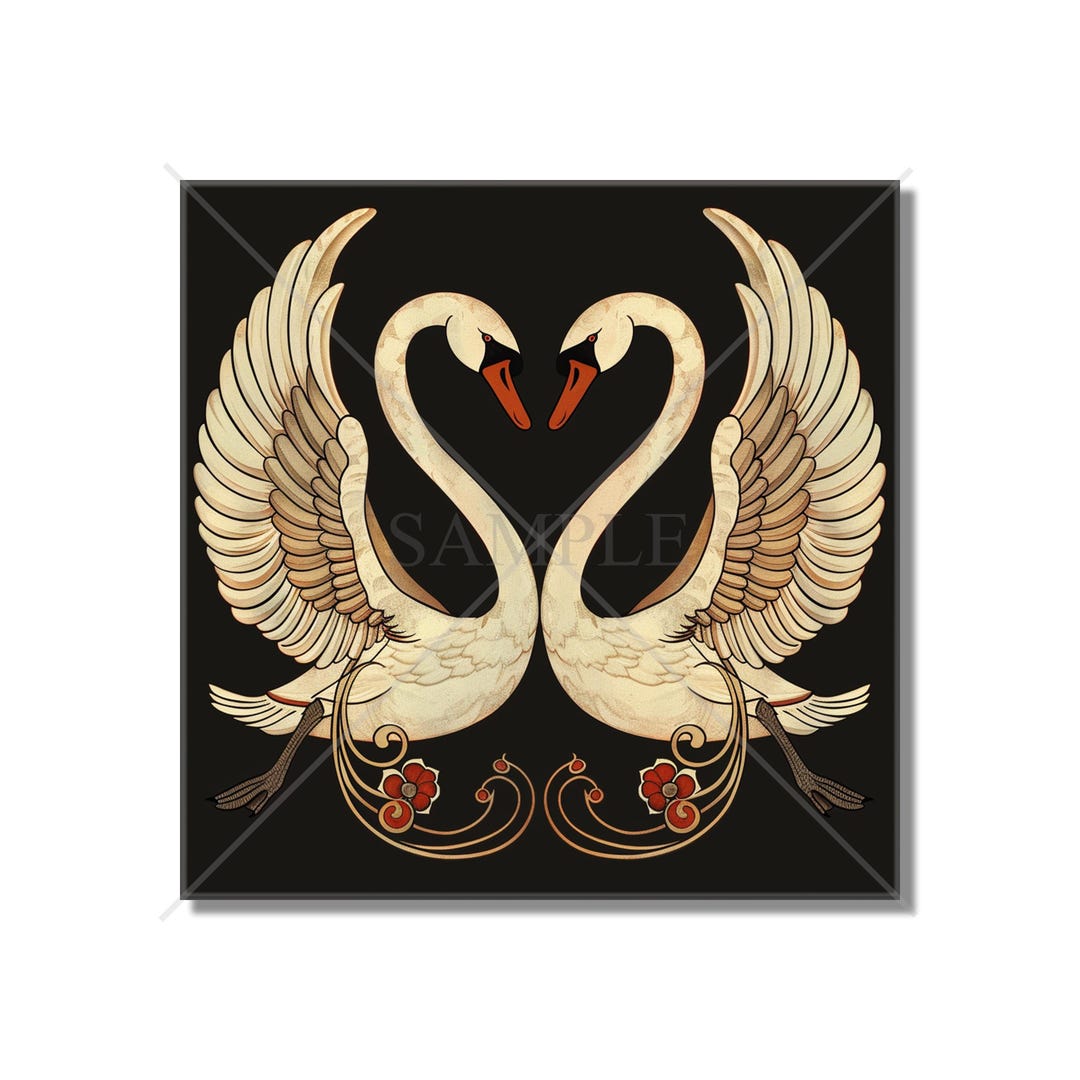 Art Nouveau Swan Design Ceramic Tile Unique Art Nouveau Kitchen ...
