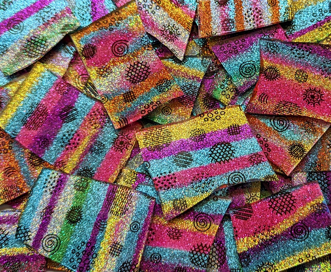 Sparkling Rainbow Holographic Multi Colored Glitter Glass Mosaic Tiles ...