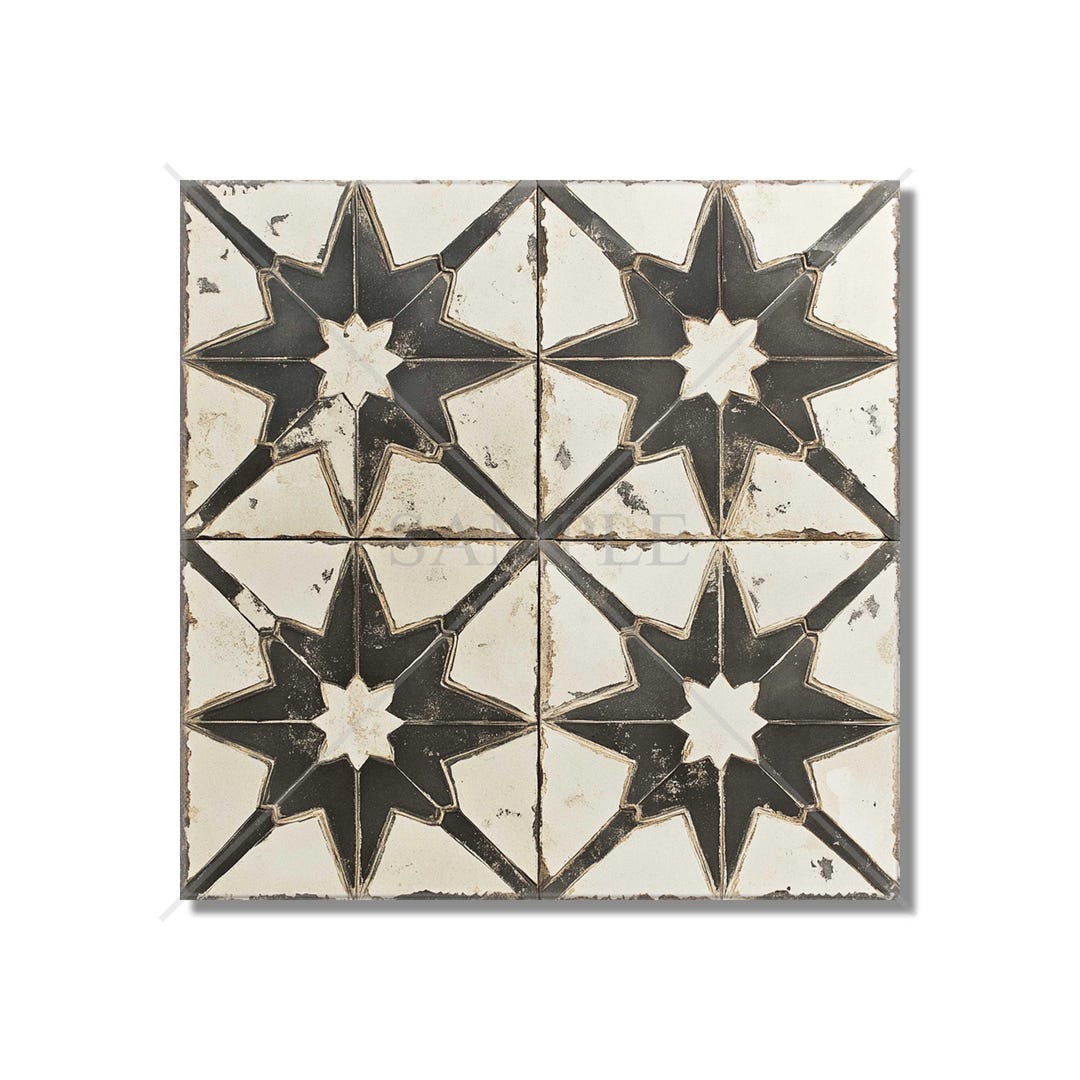 Rustic Black and off White Ceramic Tile - Decorative Ceramic Tile ...