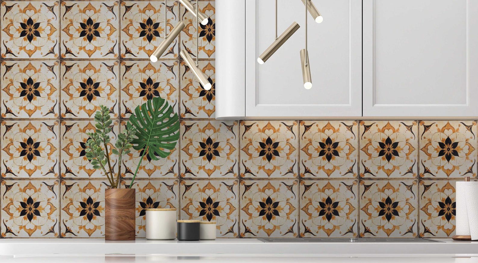 Neutral Tones Ceramic Tile Unique Patterned Kitchen Backsplash Tile ...