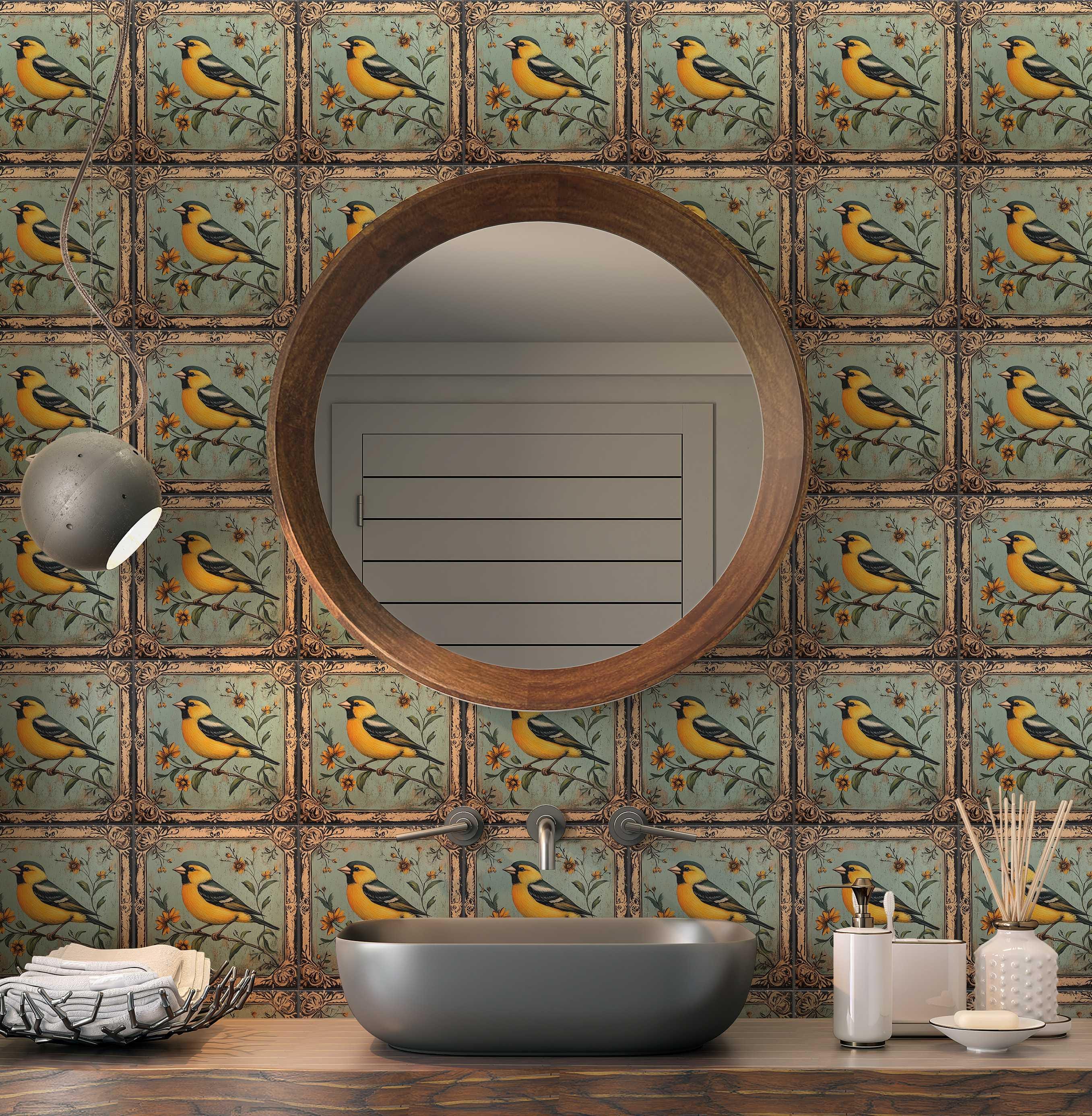 Vintage Bird Design Ceramic Tile - Ceramic Tiles With Birds - Bird ...