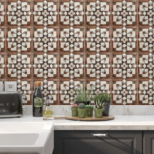 Mid-century Modern Design Tile Rust Copper Black Kitchen Backsplash ...
