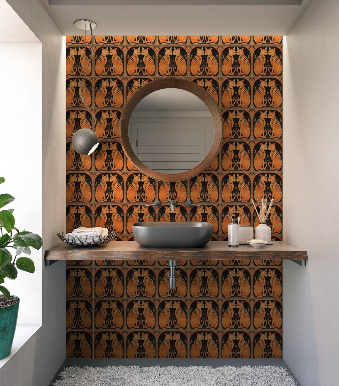 Orange Cat Design Ceramic Tile - Kitchen Backsplash and Bathroom ...