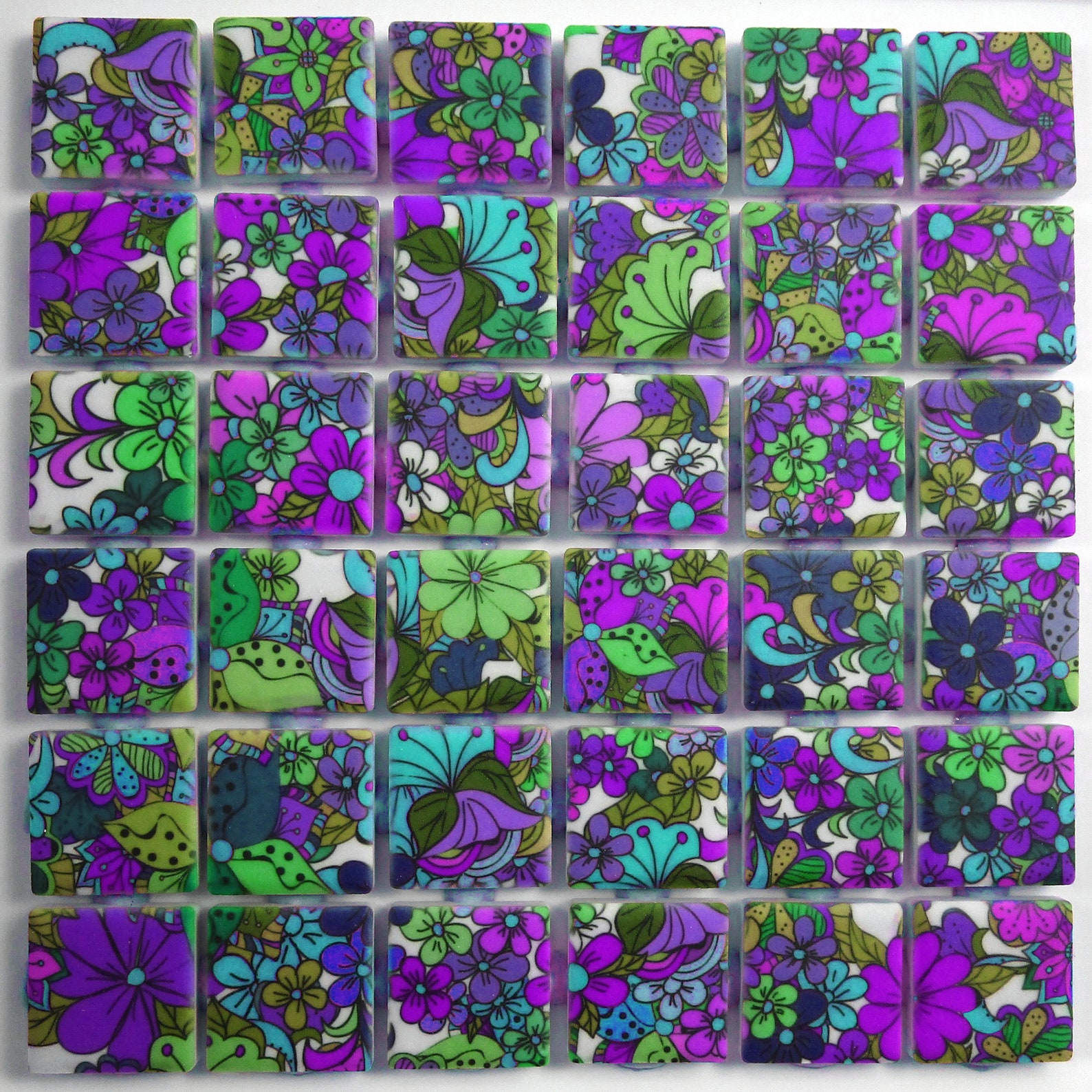 Ceramic Mosaic Tiles Bright Colors Flowers Floral Art Mosaic - Etsy