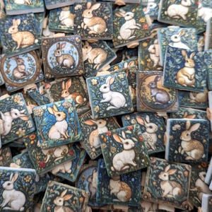 SALE 2 Pounds of Bunny Rabbit Design Mixed Ceramic Mosaic Tiles Mixed ...