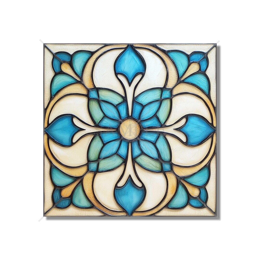 Ceramic Tile Turquoise Blue Cream Design Kitchen Backsplash Tile ...