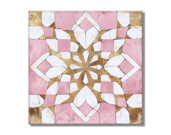 Pink Geometric Ceramic Tile Pink and White Kitchen Backsplash Tile ...