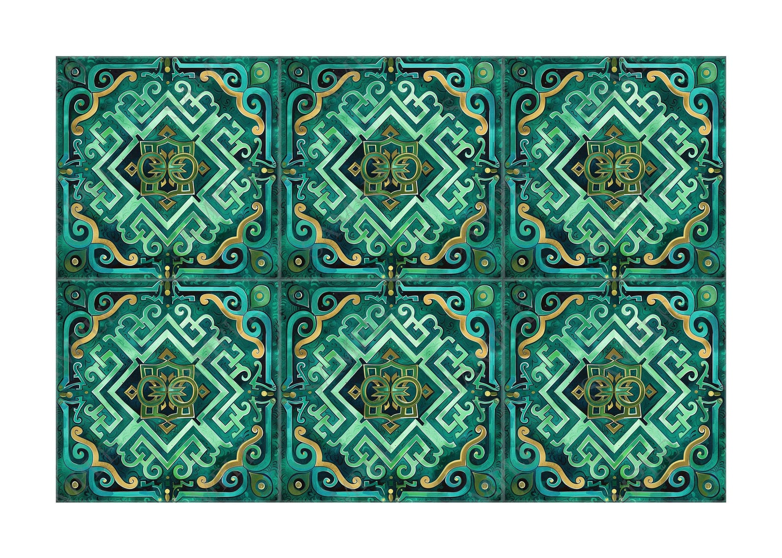 Blue Green Ceramic Tile Labyrinth Design Tile Unique Kitchen Backsplash ...