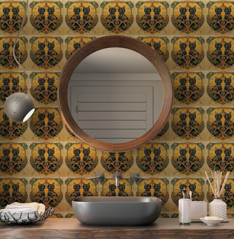 Black Cat Design Ceramic Tile Kitchen Backsplash and Bathroom Ceramic ...