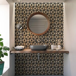 Black Tan Gray Patterned Ceramic Tile - Patterned Kitchen Backsplash ...