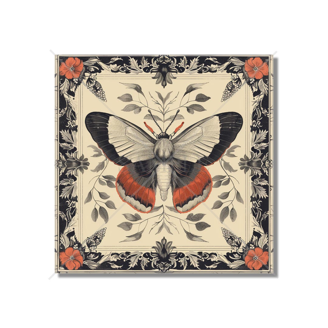 Vintage Moth Design Ceramic Tile - Kitchen Backsplash Tile - Bathroom ...