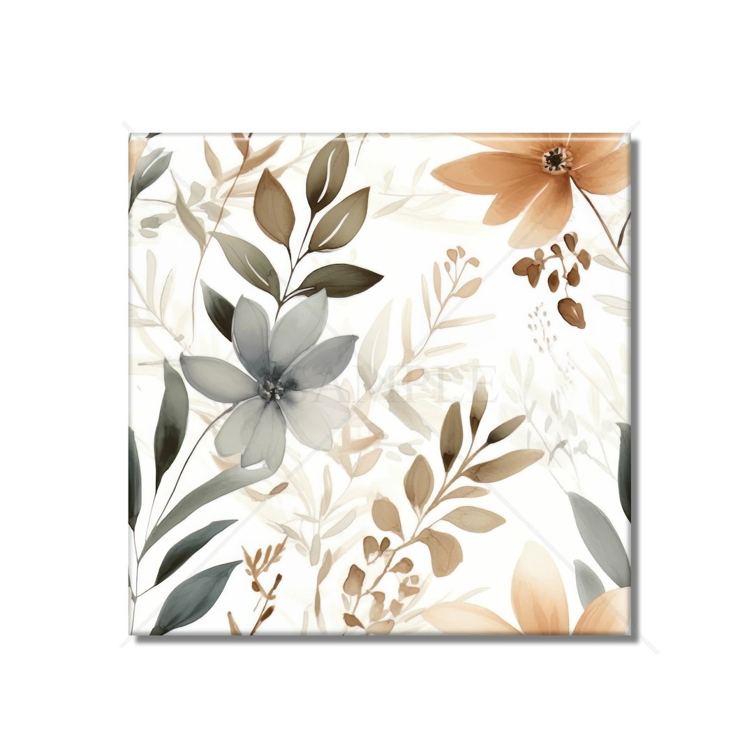 Botanical Floral Ceramic Tile Botanical Kitchen Backsplash Tile ...