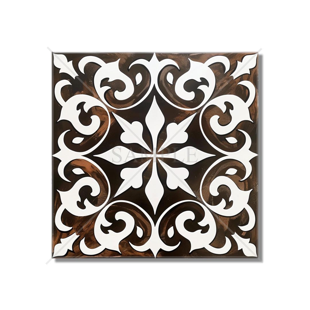 Dark Brown Patterned Ceramic Tile Vintage Moroccan Tile Design - Unique ...