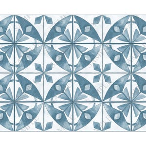 Blue and White Geometric Design Ceramic Tile - Unique Blue Kitchen ...