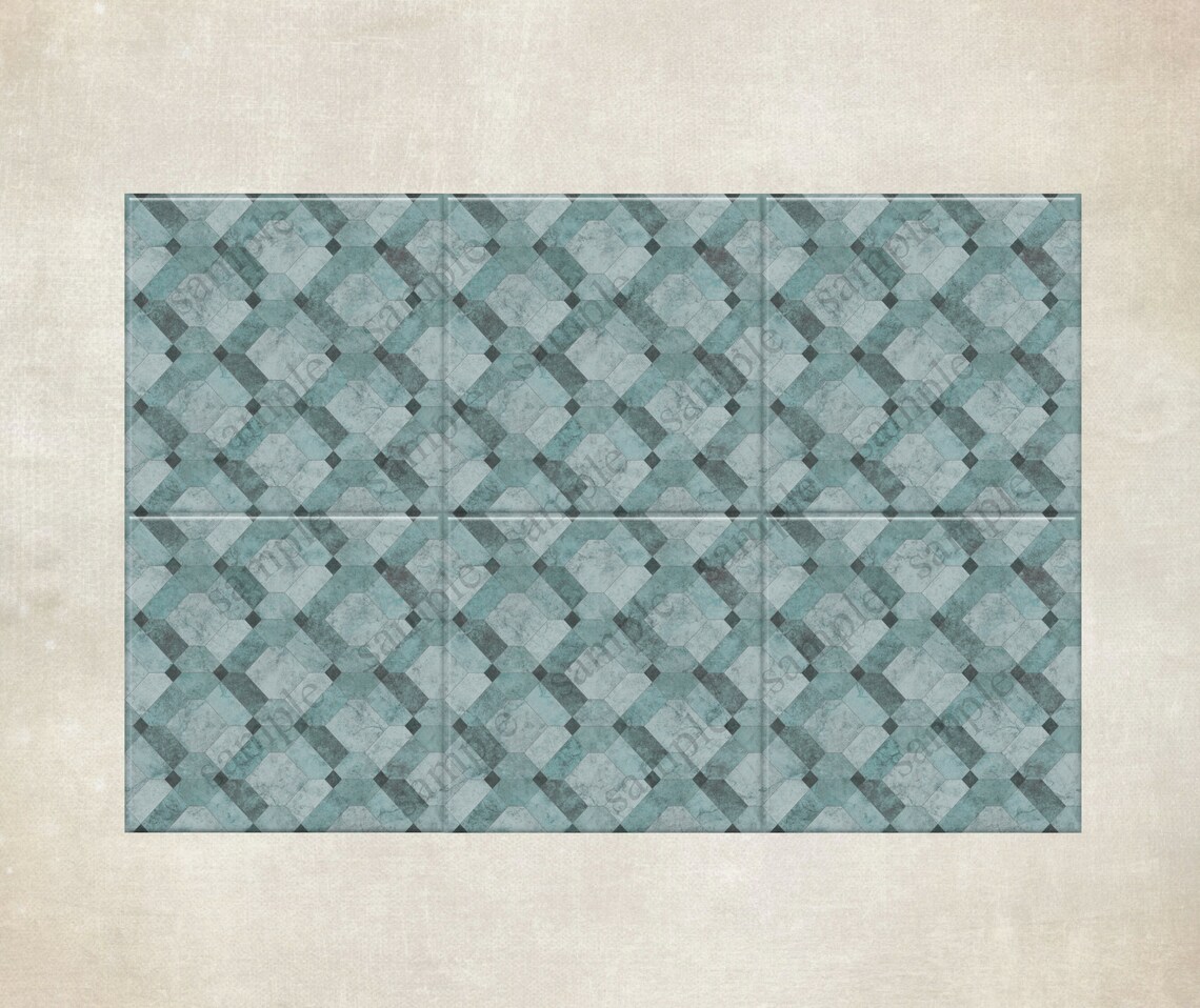 Unique Decorative Ceramic Tile Teal Grey Rustic Stone Design | Etsy