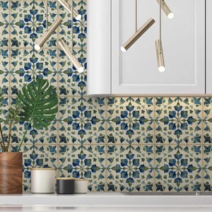 Blue and Green Ceramic Tile - Unique Kitchen Backsplash Tile - Blue ...