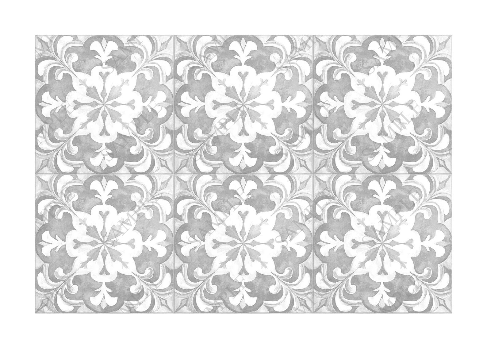Ceramic Tile Gray Patterned Vintage Design Grey Ceramic Tiles - Grey ...