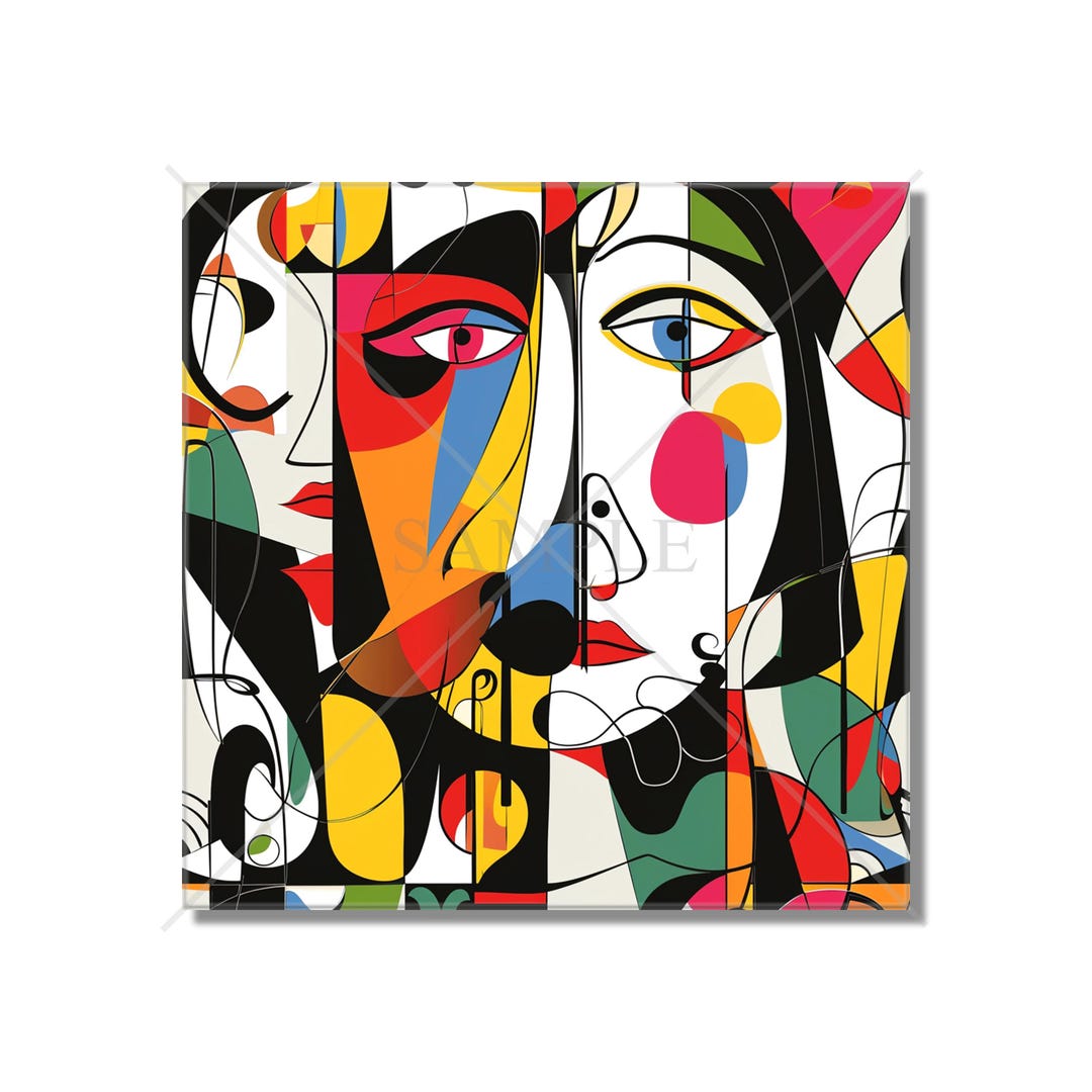 Picasso Faces Design Ceramic Tile - Colorful Unique Kitchen Backsplash ...