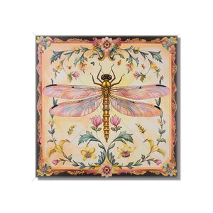 Yellow Pink Dragonfly Design Ceramic Accent Tile - Kitchen Accent Tile ...