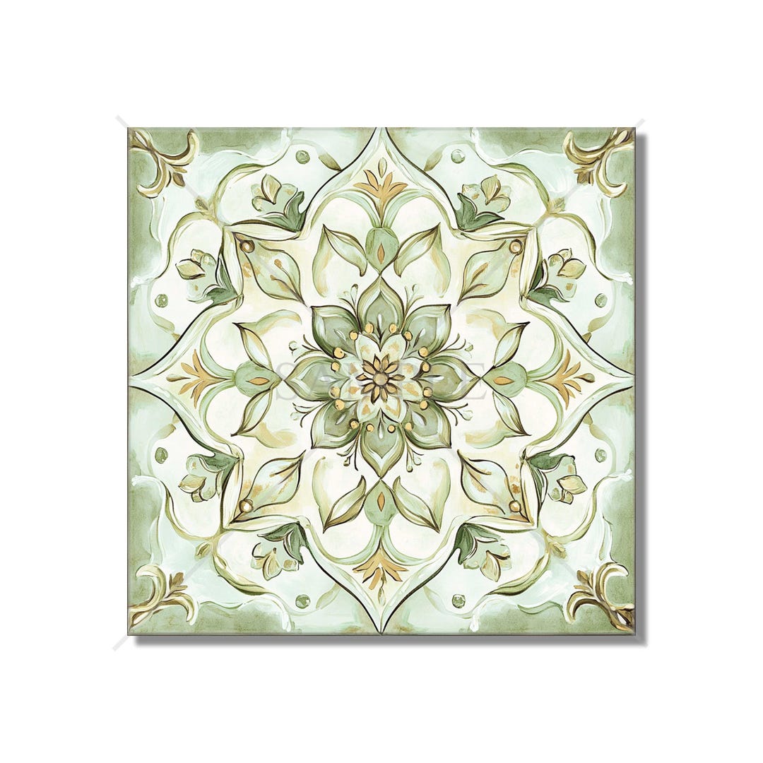 Light Green Ceramic Tile Vintage Design Tile - Light Green Kitchen ...