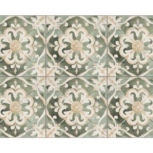 Sage Green Ceramic Tile Antique Patterned Green Kitchen Backsplash Tile ...