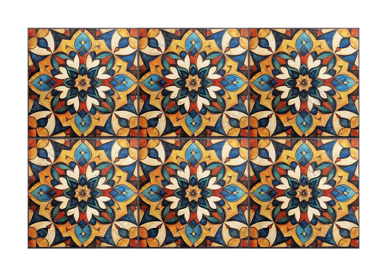 Multi Colored Ceramic Tile - Vintage Moroccan Tile Design - Unique ...