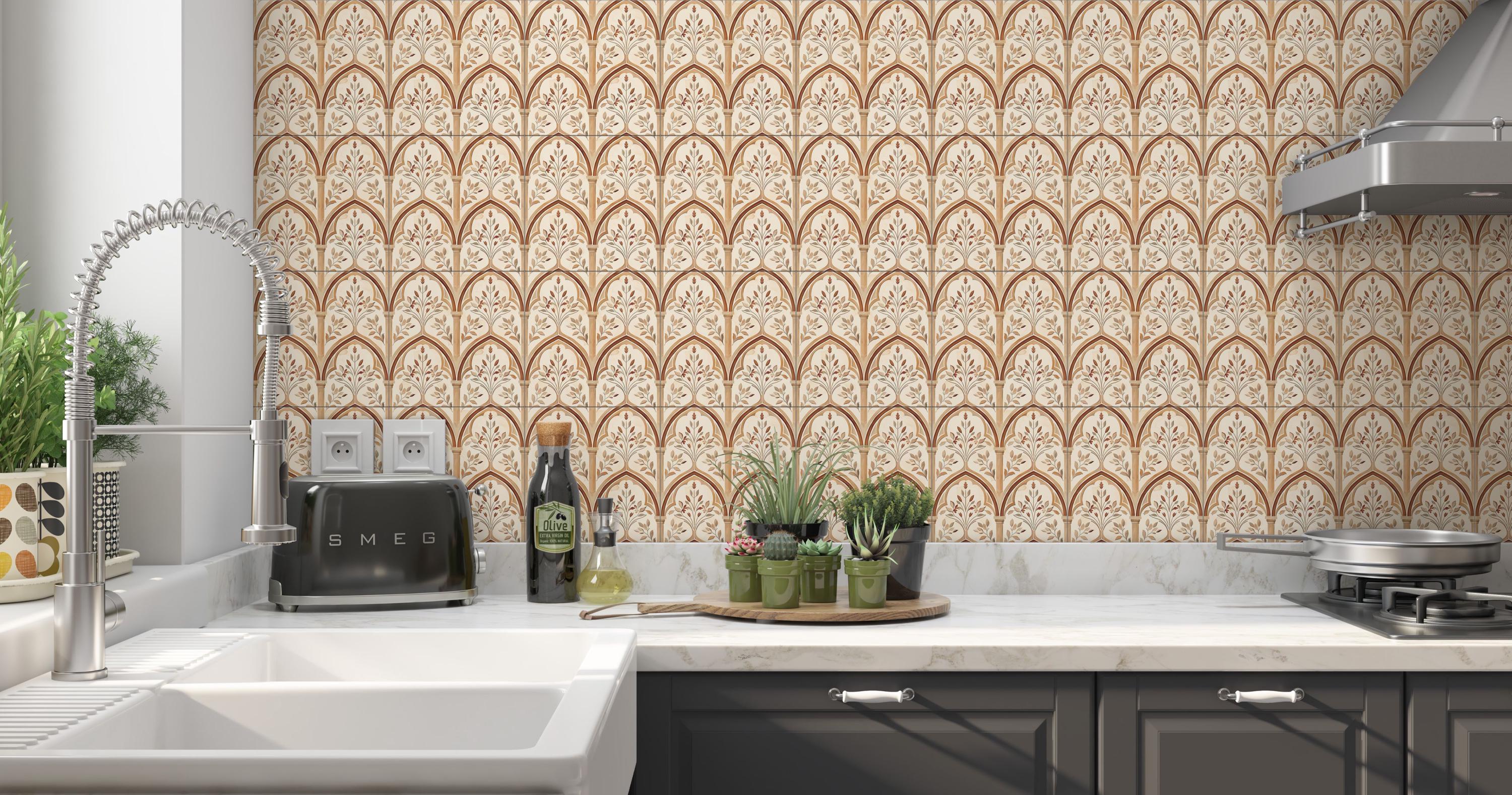 Terracotta Boho Arch Design Ceramic Tile - Vintage Tile Design ...