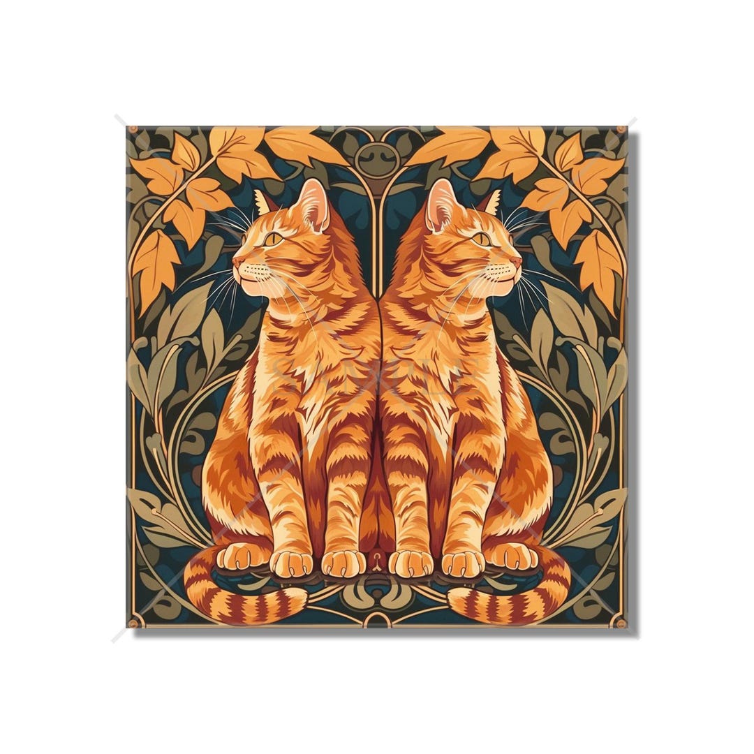 Orange Cat Design Ceramic Tile - Kitchen Backsplash and Bathroom ...