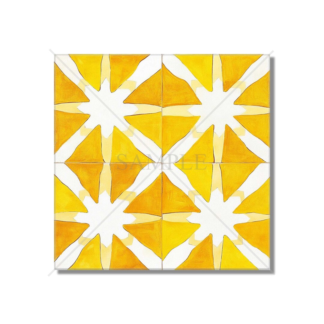 Yellow and White Ceramic Tile - Yellow Kitchen Tile - Yellow Backsplash ...