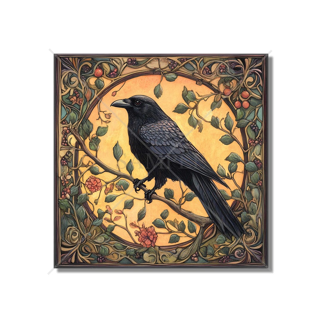Raven Bird Ceramic Tile Witchy Home Decor Raven Design Wall Tiles Raven ...