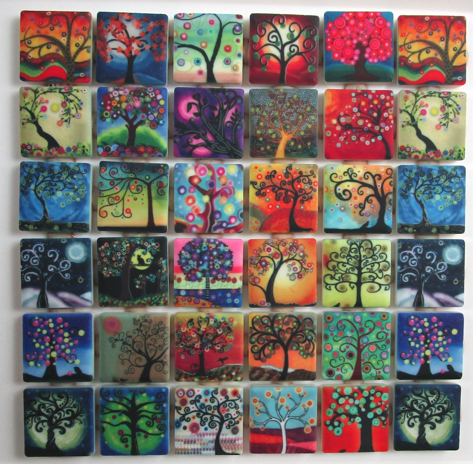 Ceramic Mosaic Tiles Funky Trees Tree Art Designs Mosaic - Etsy