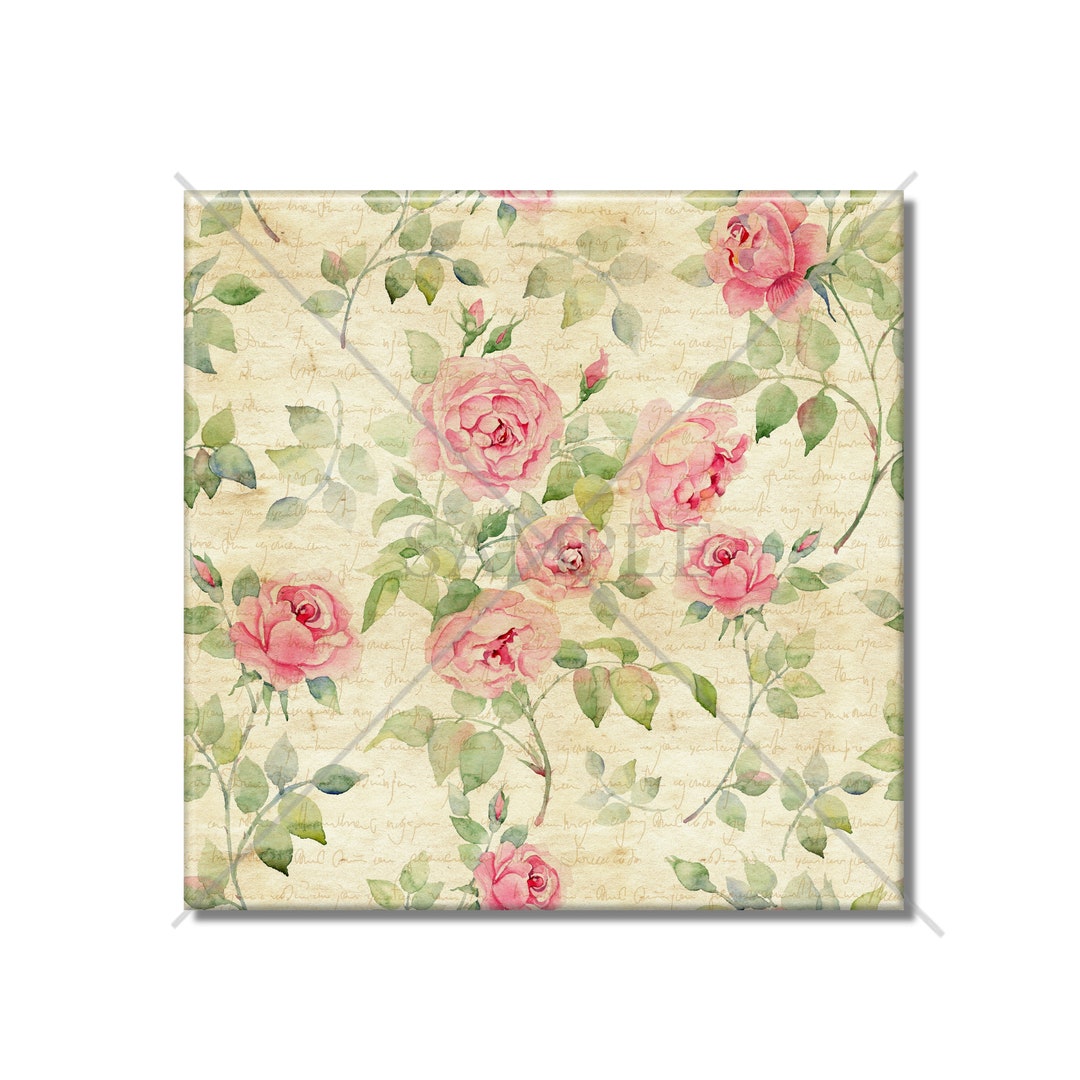 Pink Floral Ceramic Tile for Kitchen Backsplash Pink Rose - Etsy