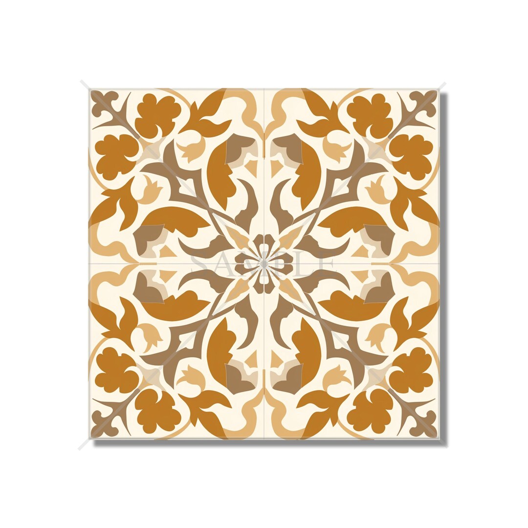 Butterscotch Tan Decorative Ceramic Tile - Vintage Design Kitchen Tile ...