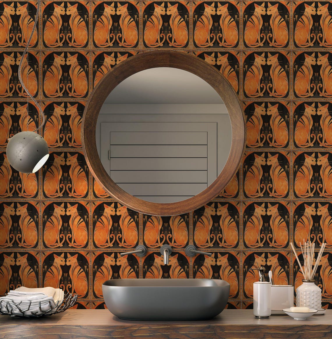 Orange Cat Design Ceramic Tile - Kitchen Backsplash and Bathroom ...