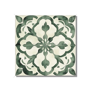 Green Patterned Ceramic Tile - Unique Patterned Green Kitchen ...