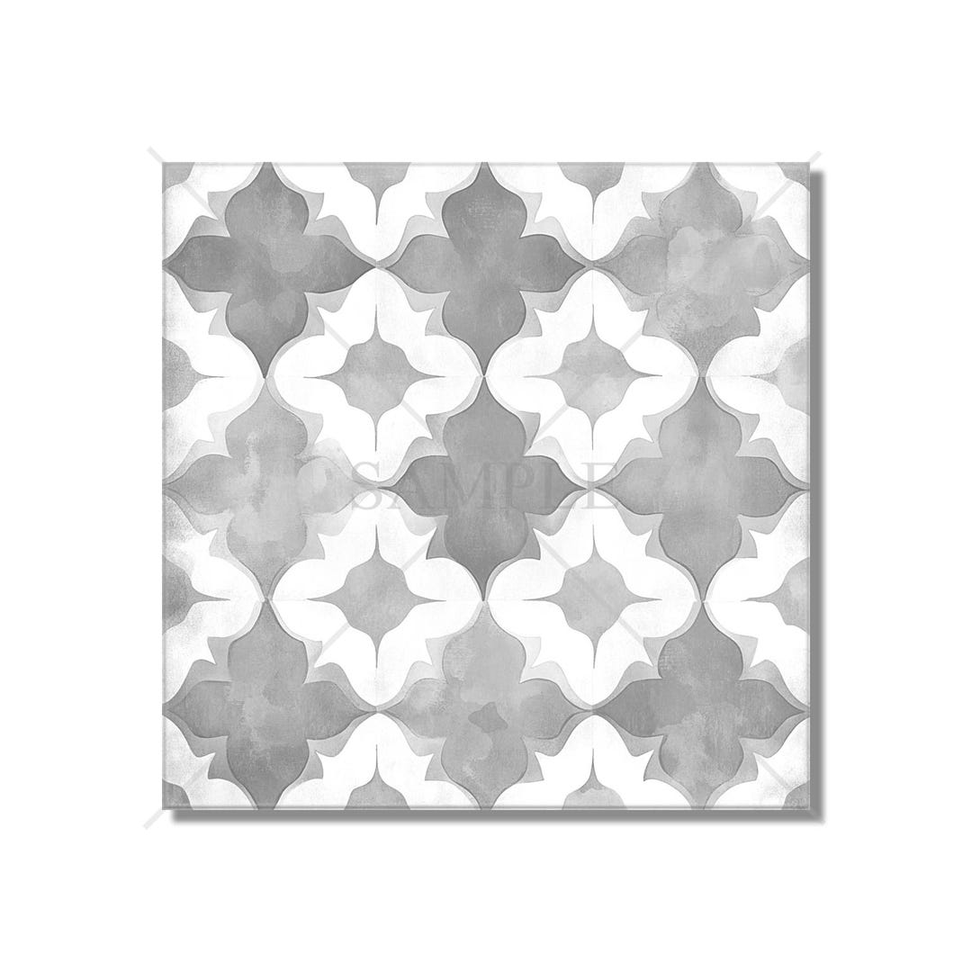 Ceramic Tile Gray White Vintage Moroccan Design Patterned Grey Kitchen ...