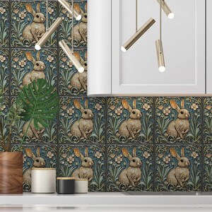 Bunny Rabbit Ceramic Tile - Vintage Design Rabbit Ceramic Tile - Rabbit ...