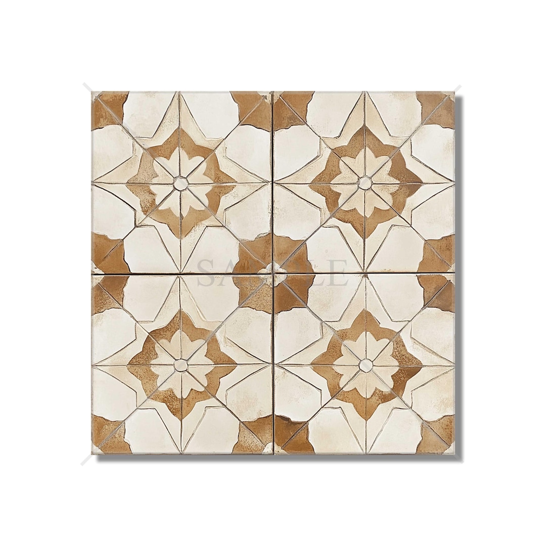 Vintage Moroccan Neutral Tones Ceramic Tile Unique Patterned Kitchen ...