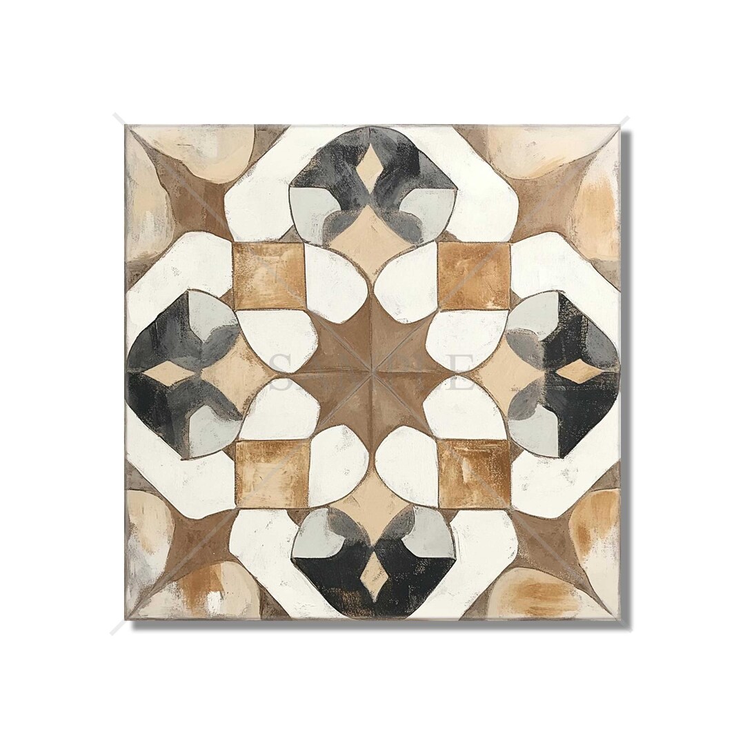 Vintage Neutral Tones Ceramic Tile Unique Patterned Kitchen Backsplash ...