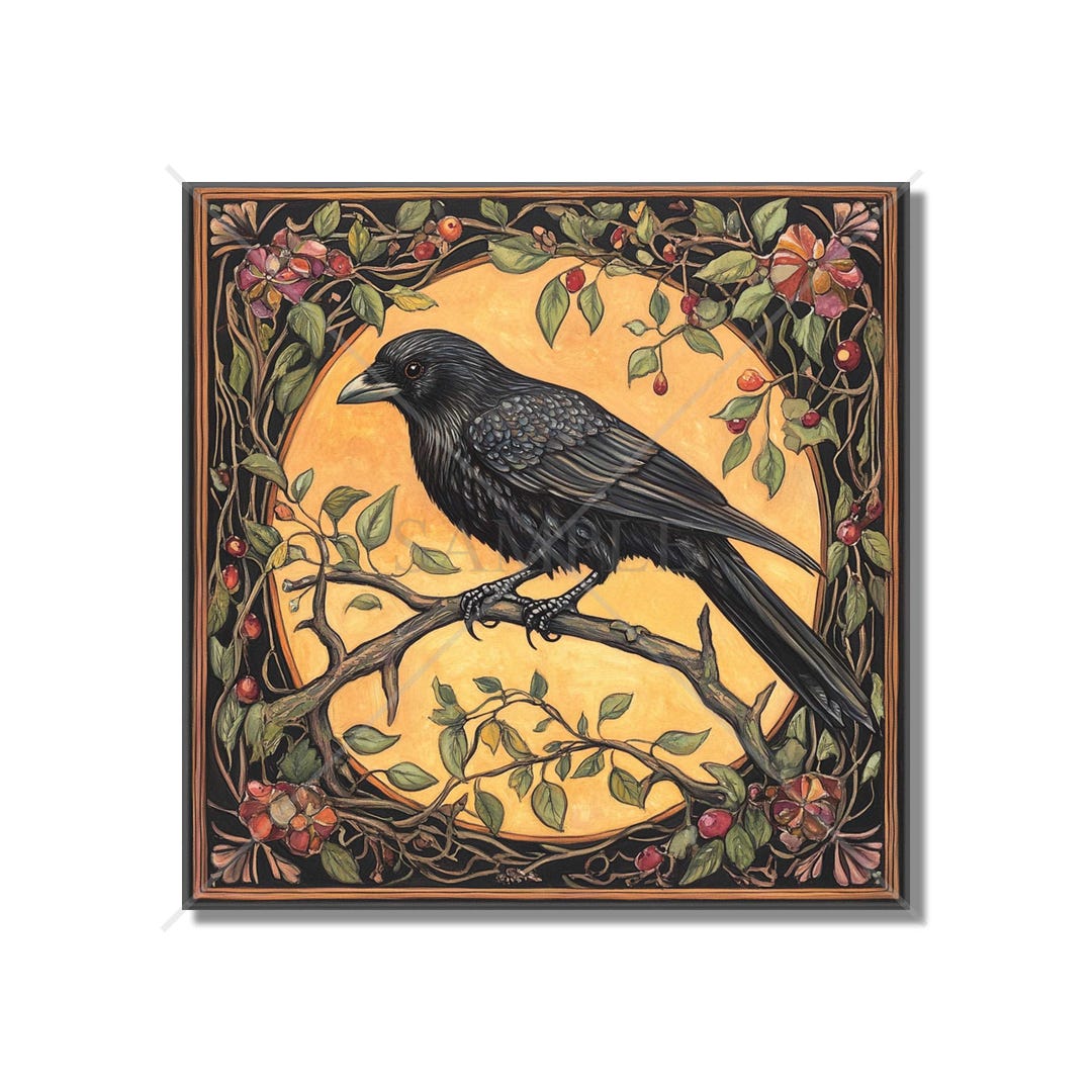 Raven Bird Ceramic Tile - Witchy Home Decor Raven Design Wall Tiles ...