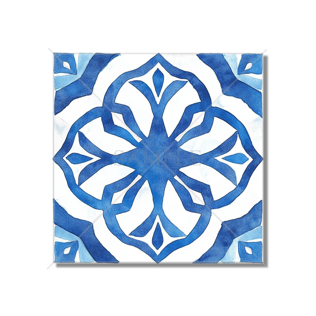 Blue and White Patterned Ceramic Tile - Unique Kitchen Backsplash Tile ...