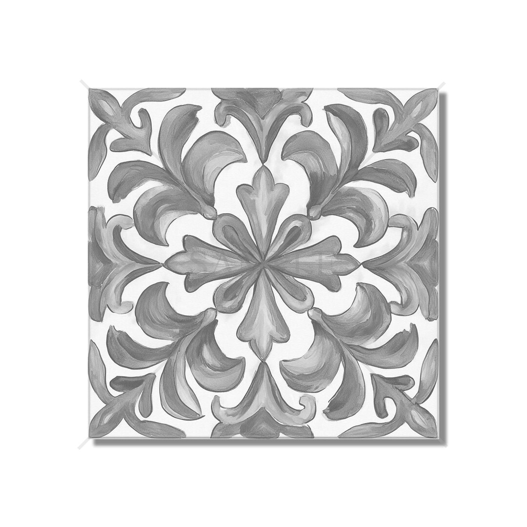 Gray and White Patterned Ceramic Tile Vintage Design Grey Ceramic Tile ...