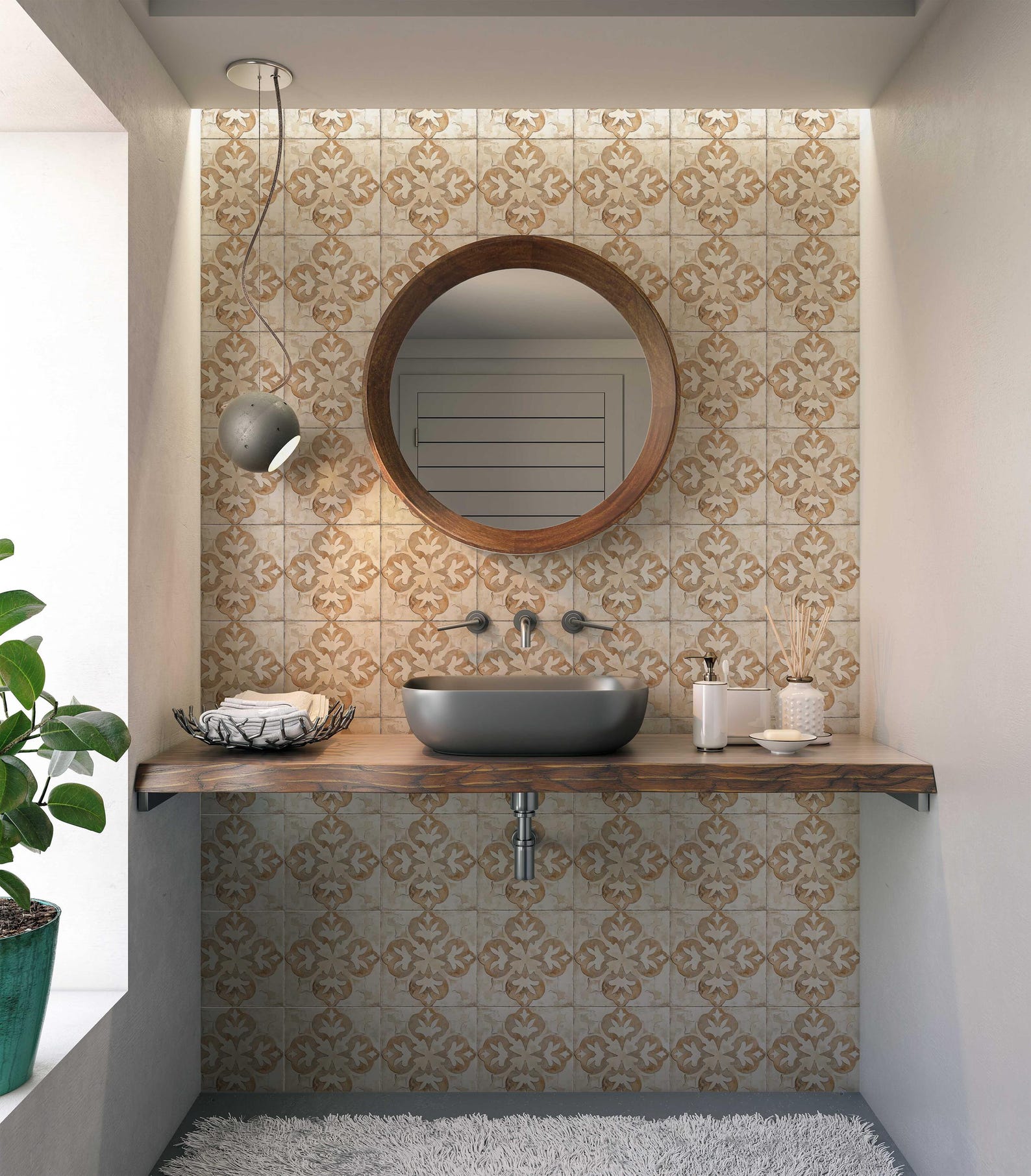 Neutral Tones Vintage European Design Ceramic Tiles Patterned Kitchen ...