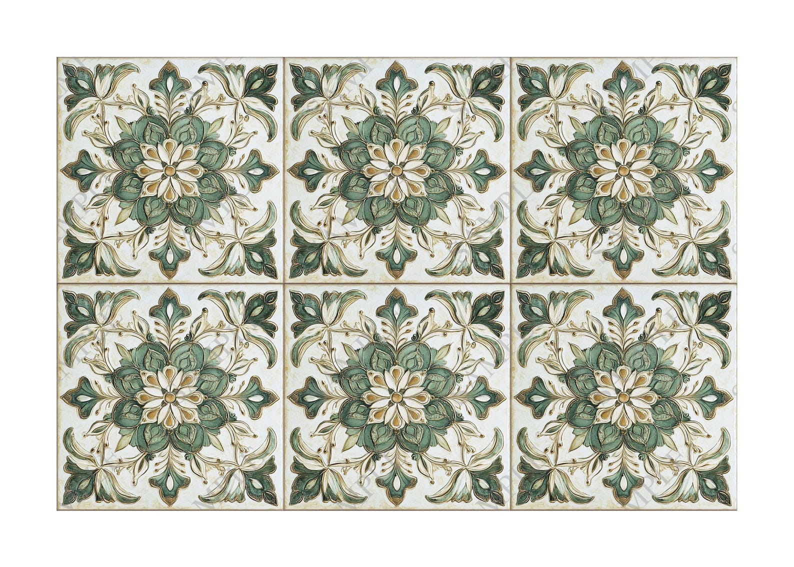 Green Ceramic Tile Vintage Design Tile - Unique Green Kitchen ...