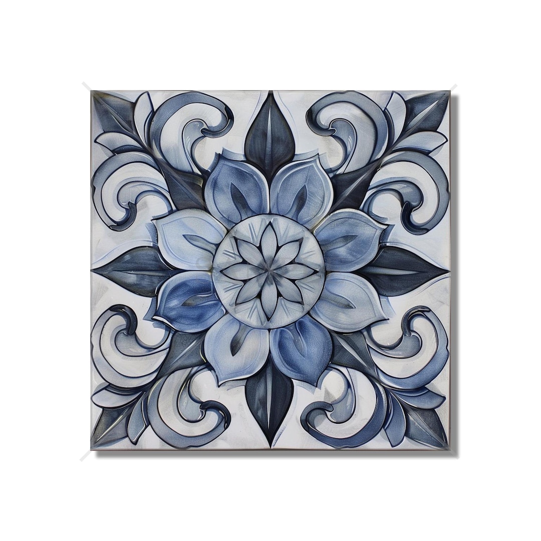 Blue Grey Ceramic Tile Vintage Moroccan Tile Design Kitchen Backsplash ...