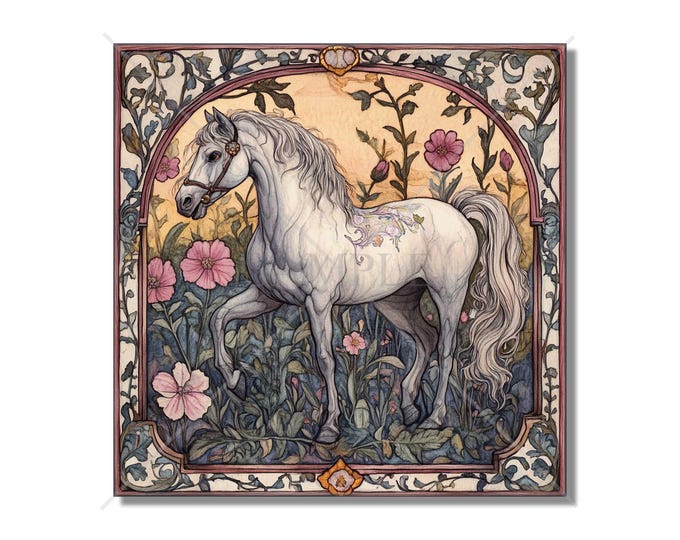 Glossy Accent Piece "southwest Painted Horses" American Ceramic Tile 4 ...
