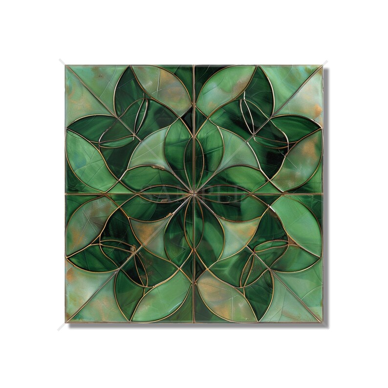 Dark Green Patterned Ceramic Tile - Green Kitchen Backsplash Tile ...