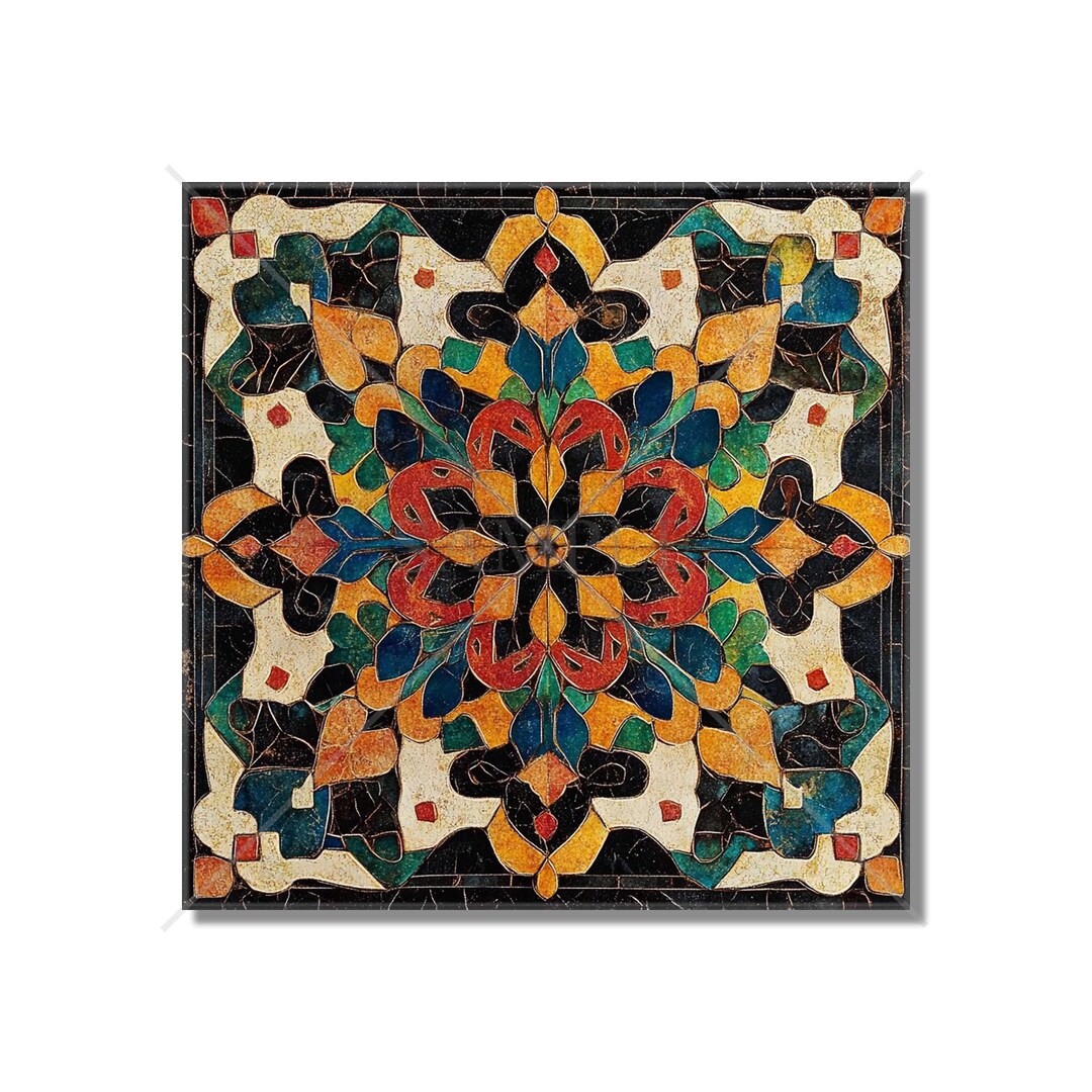 Vintage Moroccan Multi Colored Ceramic Tile - Bright Colors Kitchen ...
